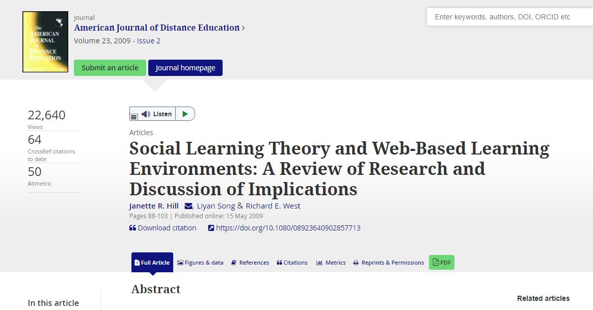Social learning theory and web-based learning environments - IT ...