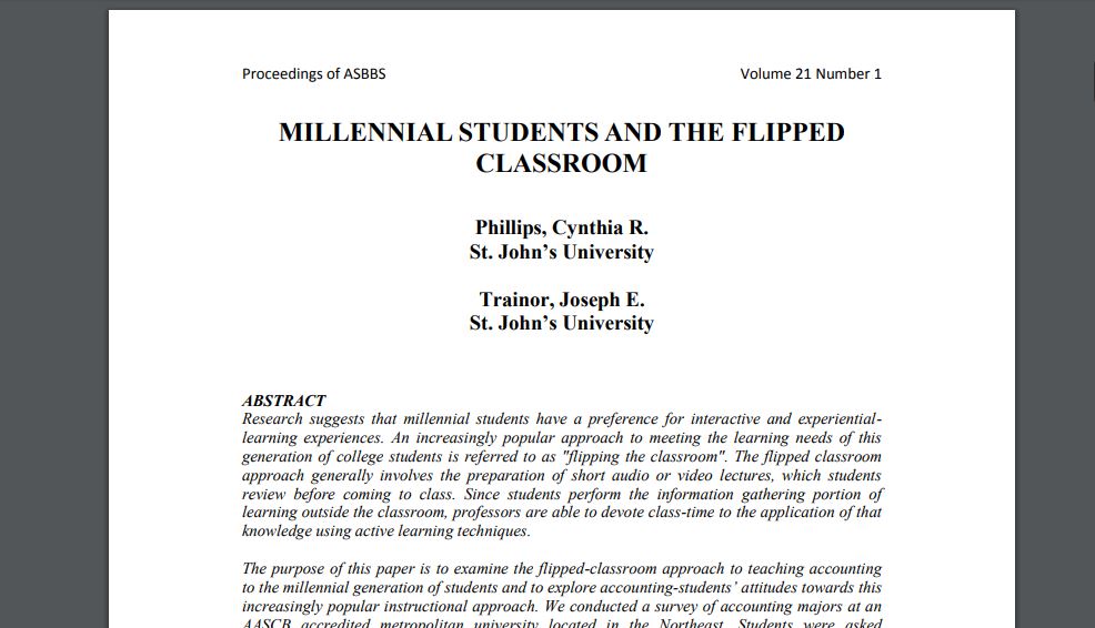 Millennial students and the flipped classroom - IT Teaching Resources